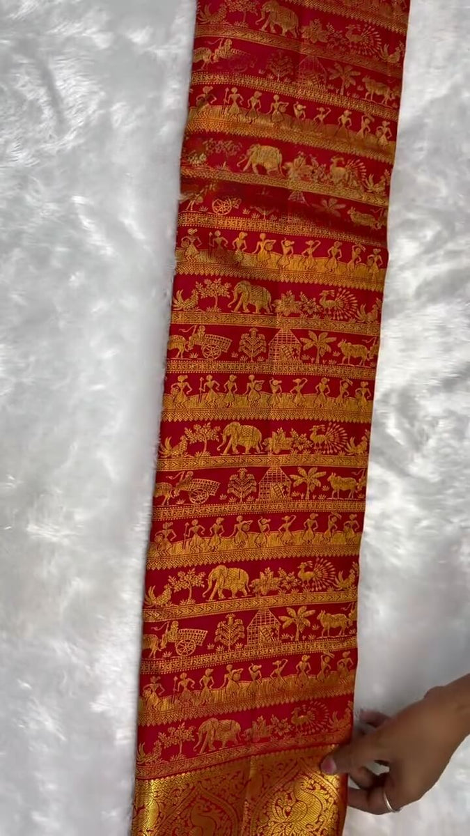 Ratatouille Red Soft Banarasi Silk Saree With Dalliance Blouse Piece ...
